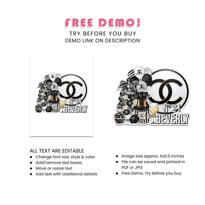 Chanel Inspired Personalized Cake Toppers Elegant Design – PartyDaz