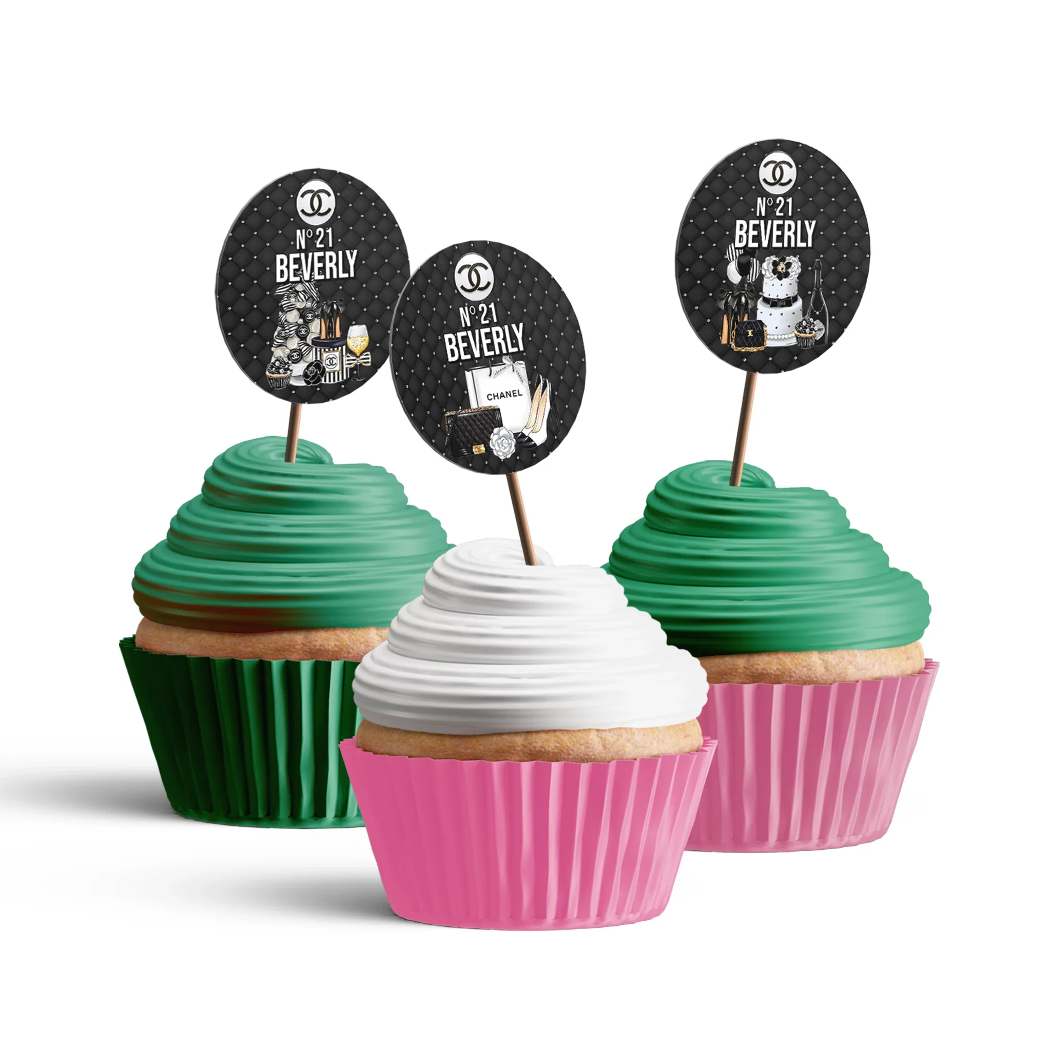 Chanel Inspired Personalized Cupcake Toppers Chic Style – PartyDaz