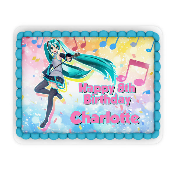 Hatsune Miku Personalized Edible Sheet Cake Topper - - Custom Edible C ...