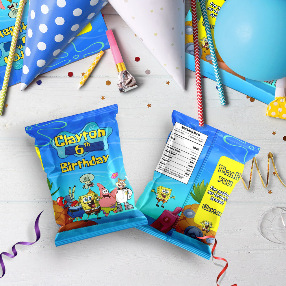 Add Fun to Your Snacks with Spongebob Chips Bag Label – PartyDaz