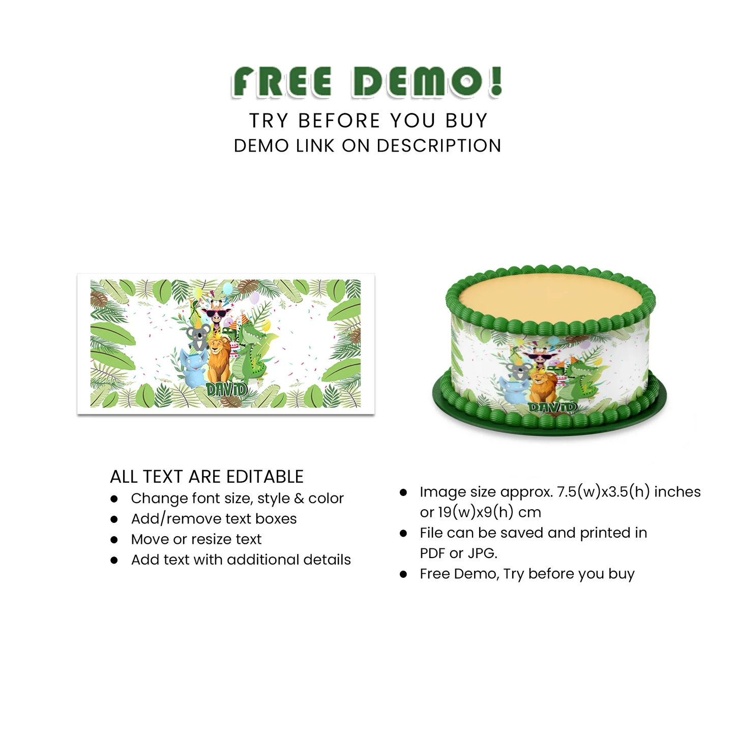 Zoo Party Personalized Cake Strips Image – PartyDaz