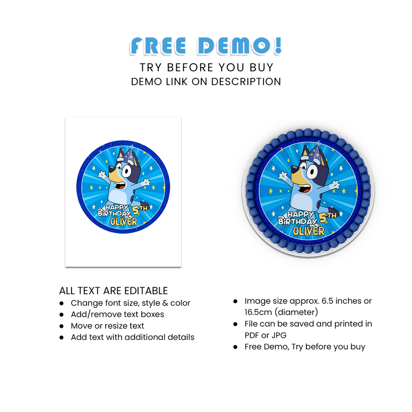 Round Bluey Personalized Cake Images : Make Your Party Memorable – PartyDaz