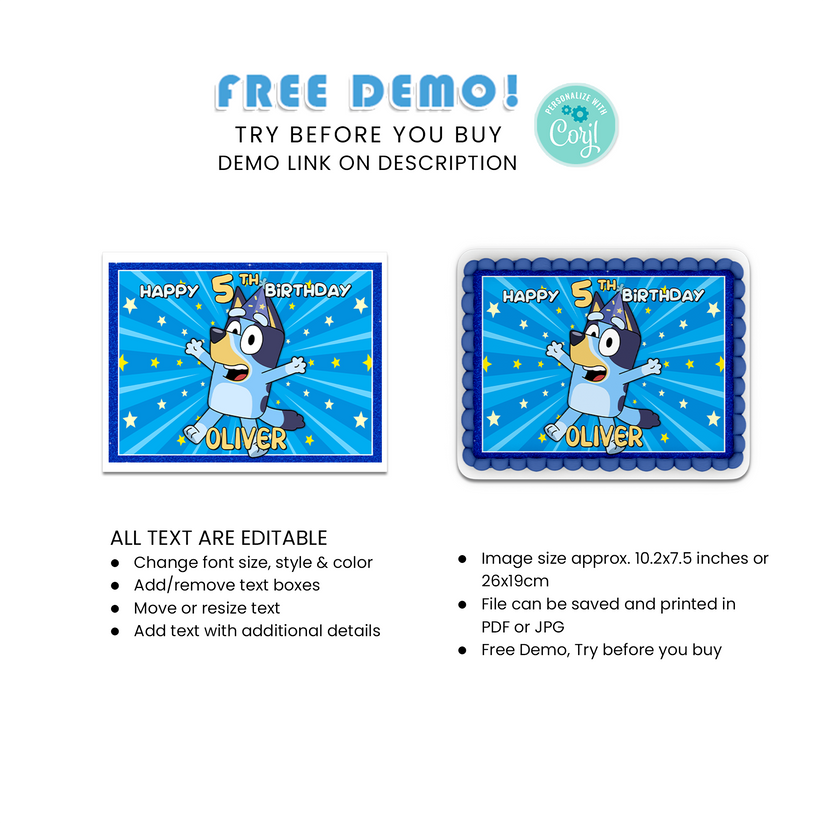 Rectangle Bluey Personalized Cake Images : Bring the Fun of Bluey to Y ...