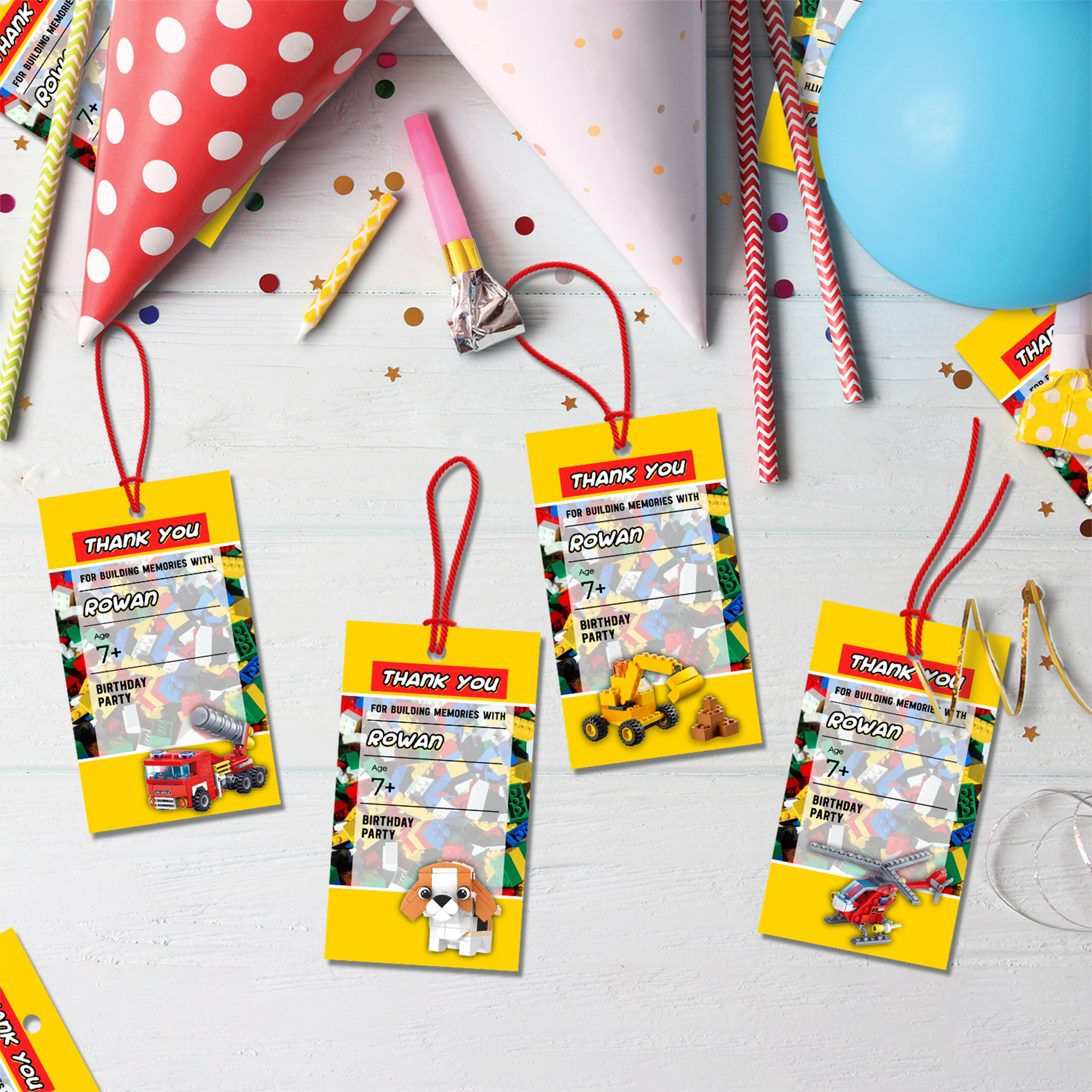 Favor Tags/Thank You Tags with Bricks, Building Blocks Theme - Show Yo ...