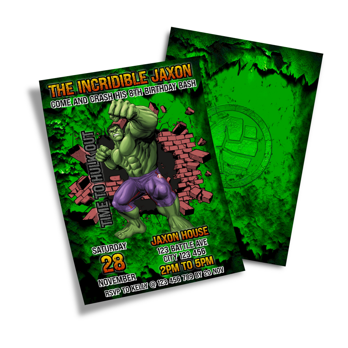 Personalized Incredible Hulk Birthday Card Invitations - Make Your Inv ...