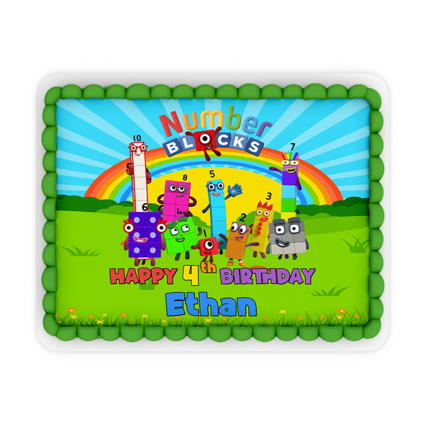 Rectangle Personalized Cake Images - NumberBlocks Theme for Your Speci ...