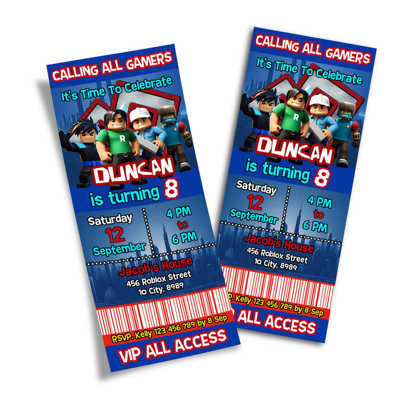 Give Your Guests a Ticket to Fun with Our Roblox Birthday Ticket Invit ...
