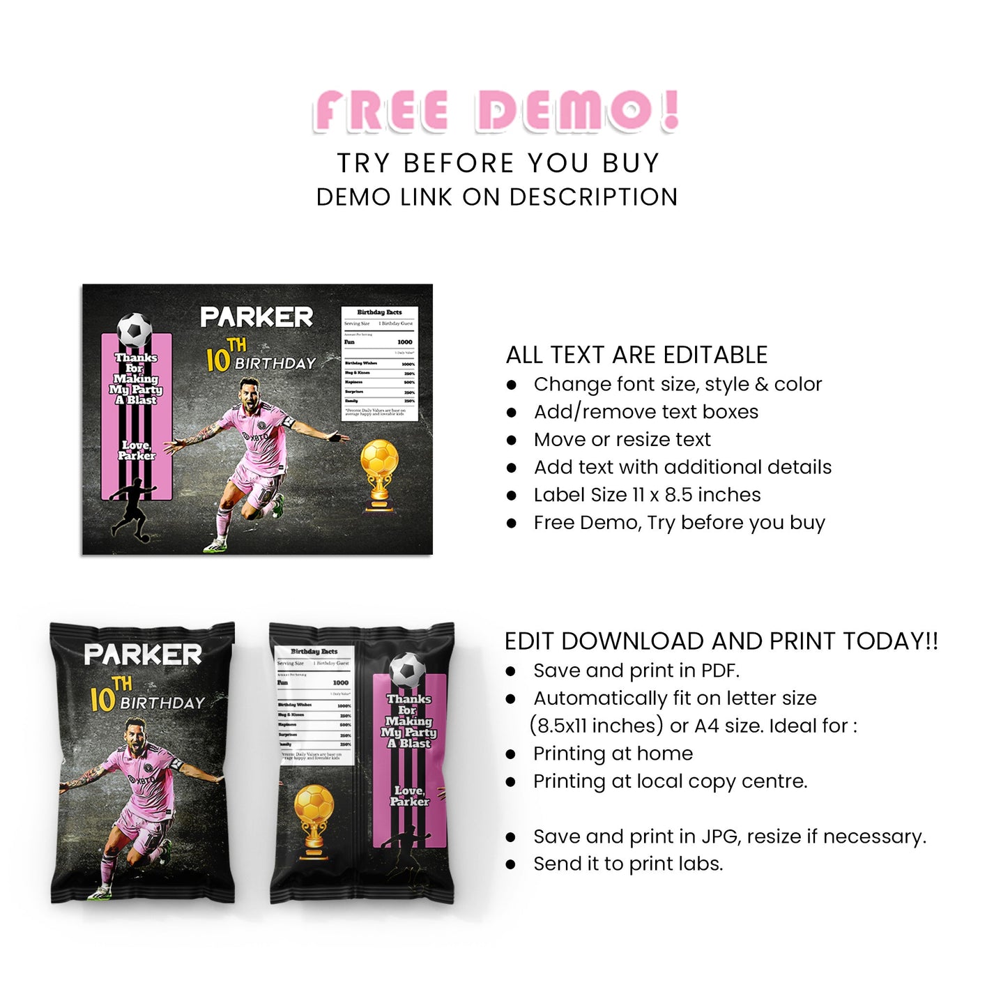 Lionel Messi Chips Bag Label - Add a Crunchy Twist to Your Party – PartyDaz