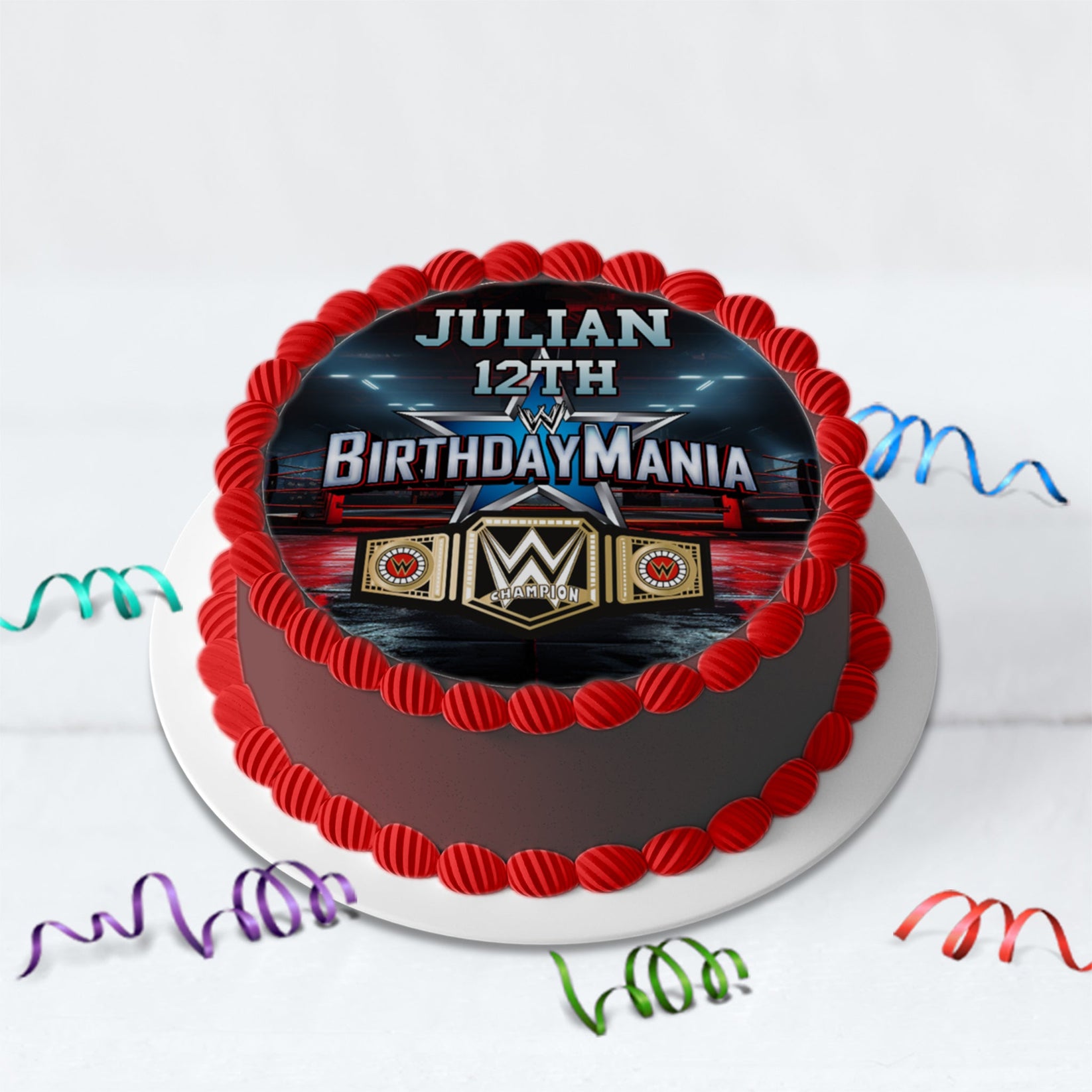 Round Personalized Birthday Mania Cake Images - Ideal for Wrestling-Th ...